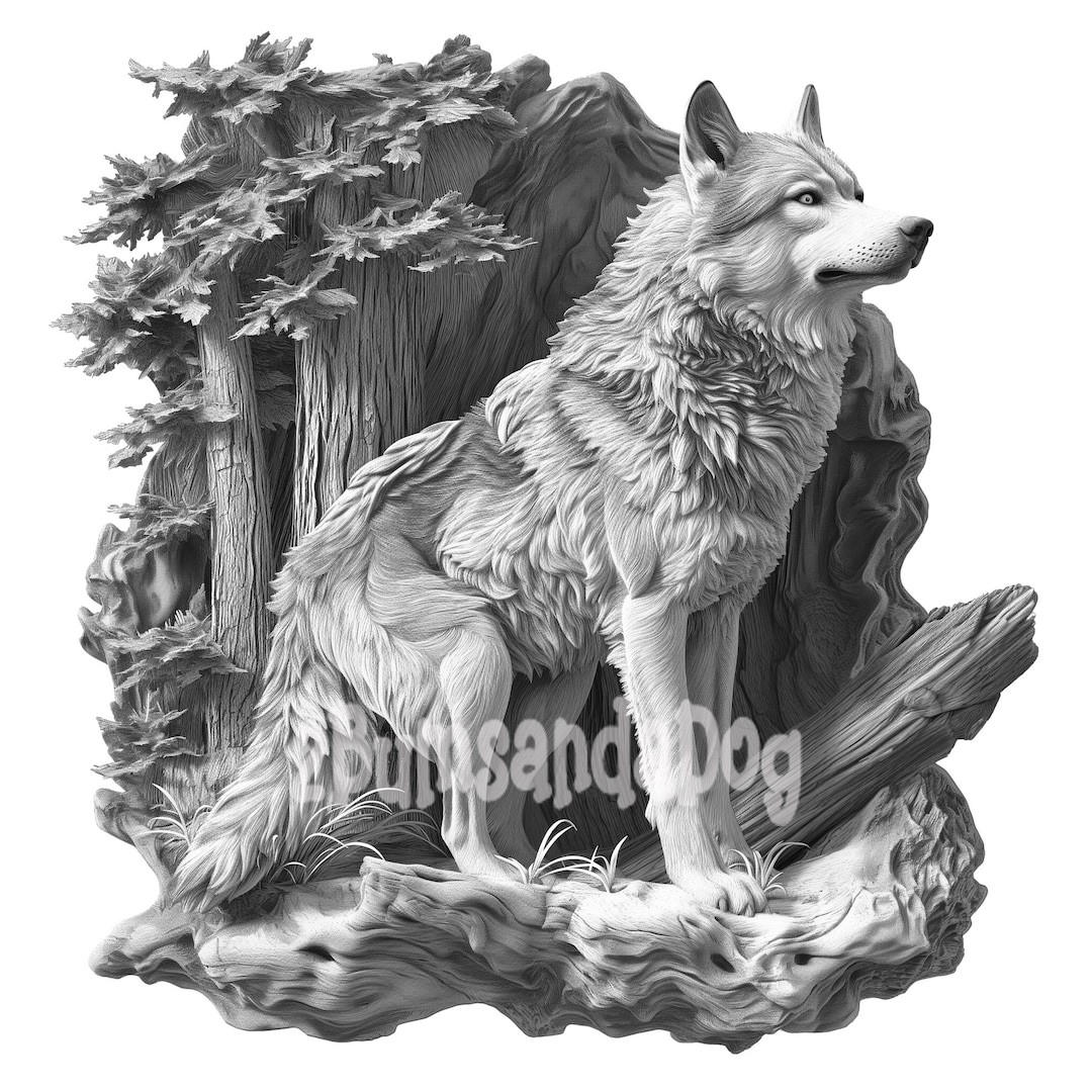 3d Illusion a Wolf Standing for Laser Please Read Description Laser ...