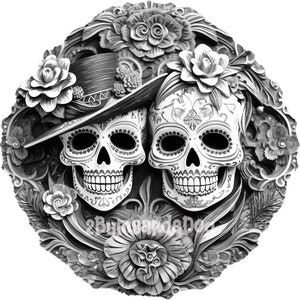 3d Illusion Sugar Skulls Coin Shape for Laser Please Read Description ...