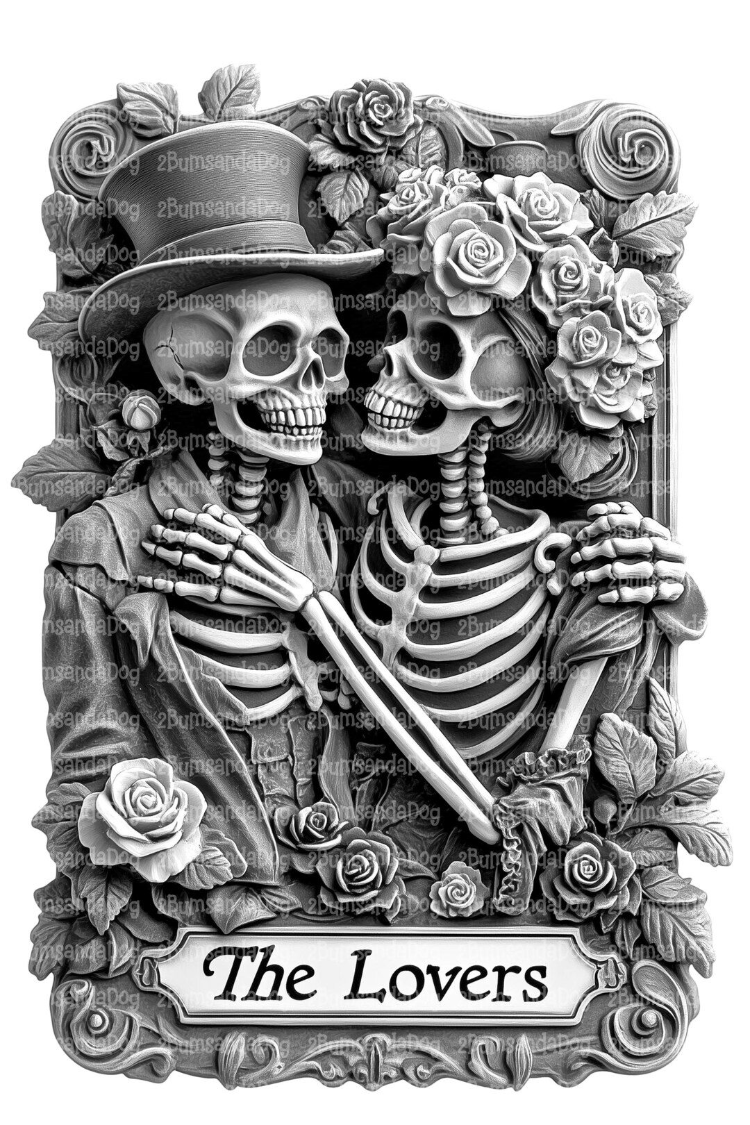 3d Illusion of A Skeleton Couple the Lovers in Background for Laser ...
