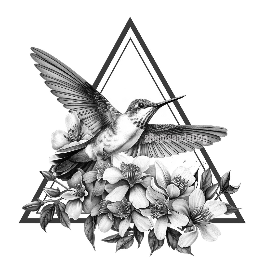 3d Illusion a Hummingbird With Flowers and a Triangle Frame for Laser ...