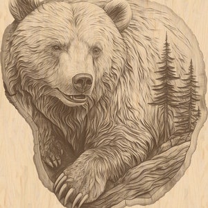 3d Illusion Polydactyl Bear With Trees Laser Please Read Description ...