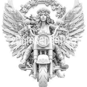 3d Illusion A Biker Angel With Tattoos Riding a Motorcycle for Laser ...
