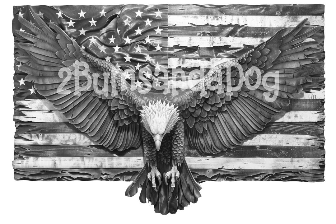 3d Illusion of an Eagle With His Head Bowed in Front of the American ...