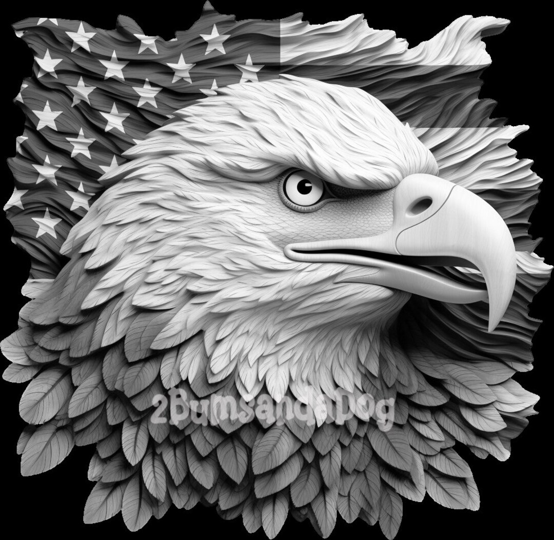3d Illusion Eagle Head American Flag in Background for Laser Please ...