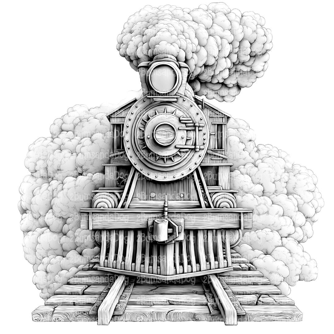 3d Illusion of the Front View of a Steam Train Stream Engine for Laser ...