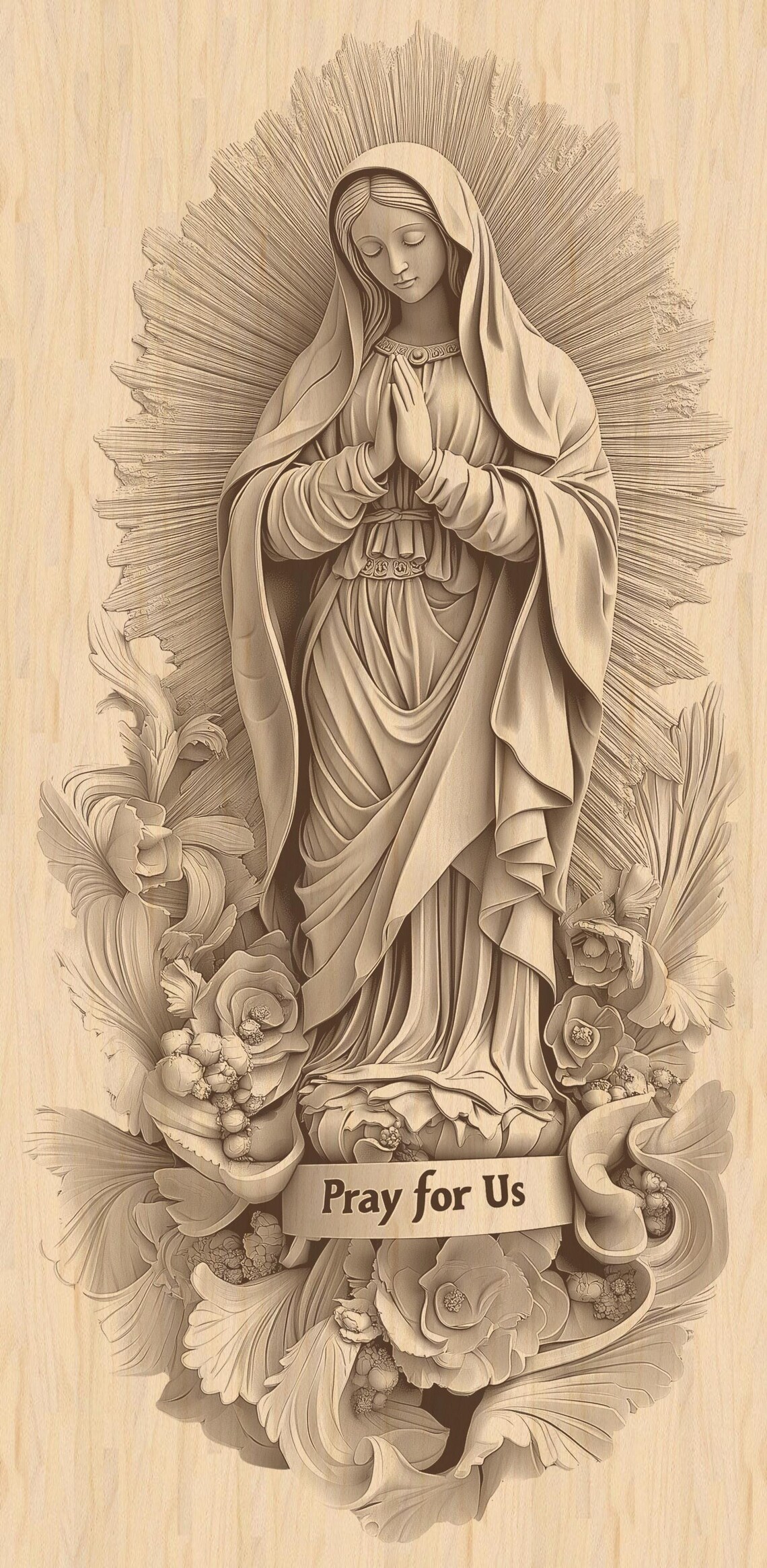 3d Illusion of Mother Mary With the Words Pray for Us for Laser Please ...
