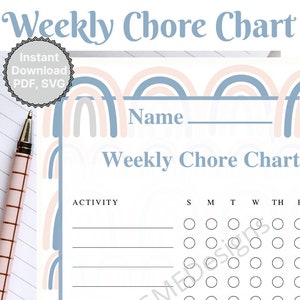 Weekly Chore Chart, Kids Chore, Rainbow Chart, Chore Chart Template ...