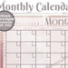Editable Monthly Calendar Template, Printable Calendar, Digital ...