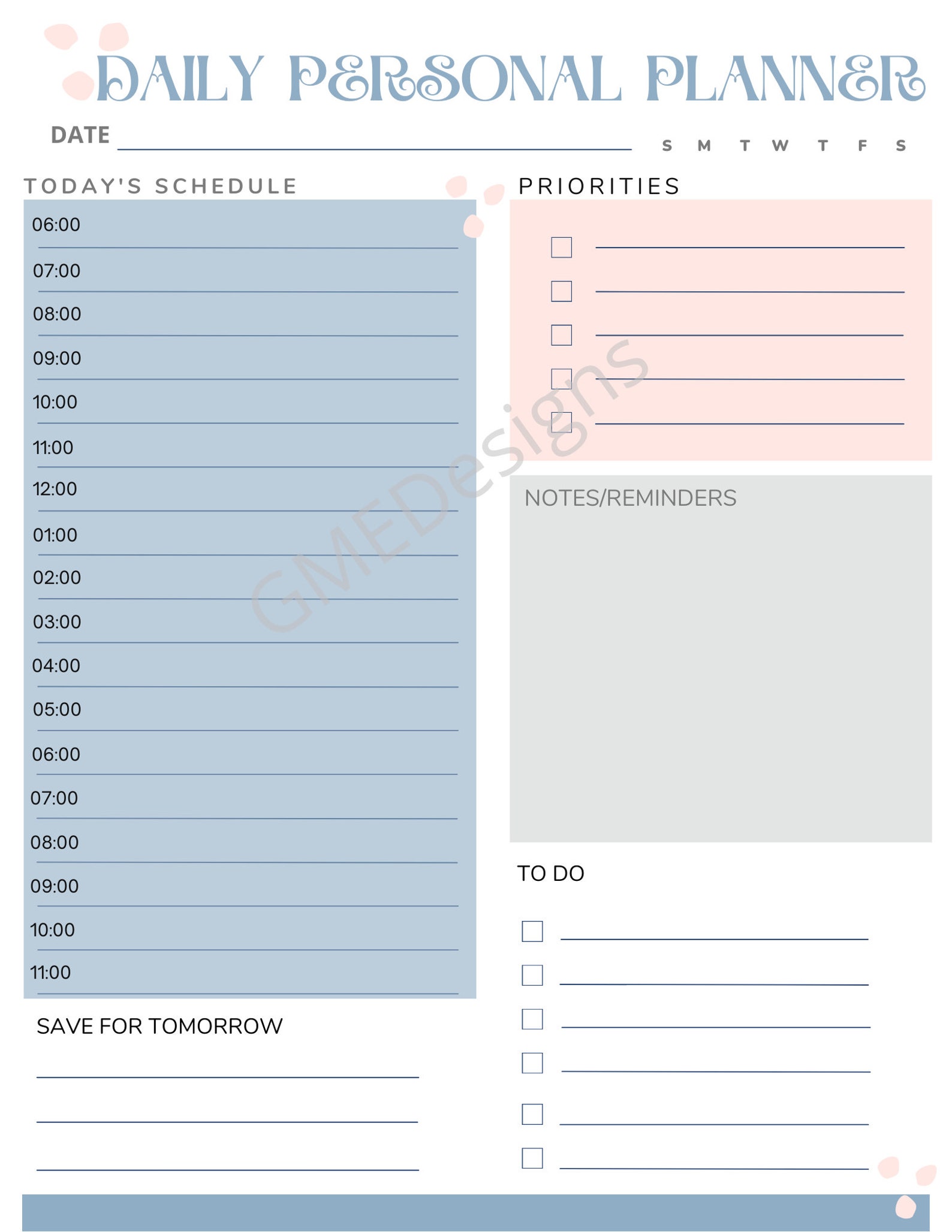Editable Daily Planner Template, Daily Productivity Planner, ADHD ...