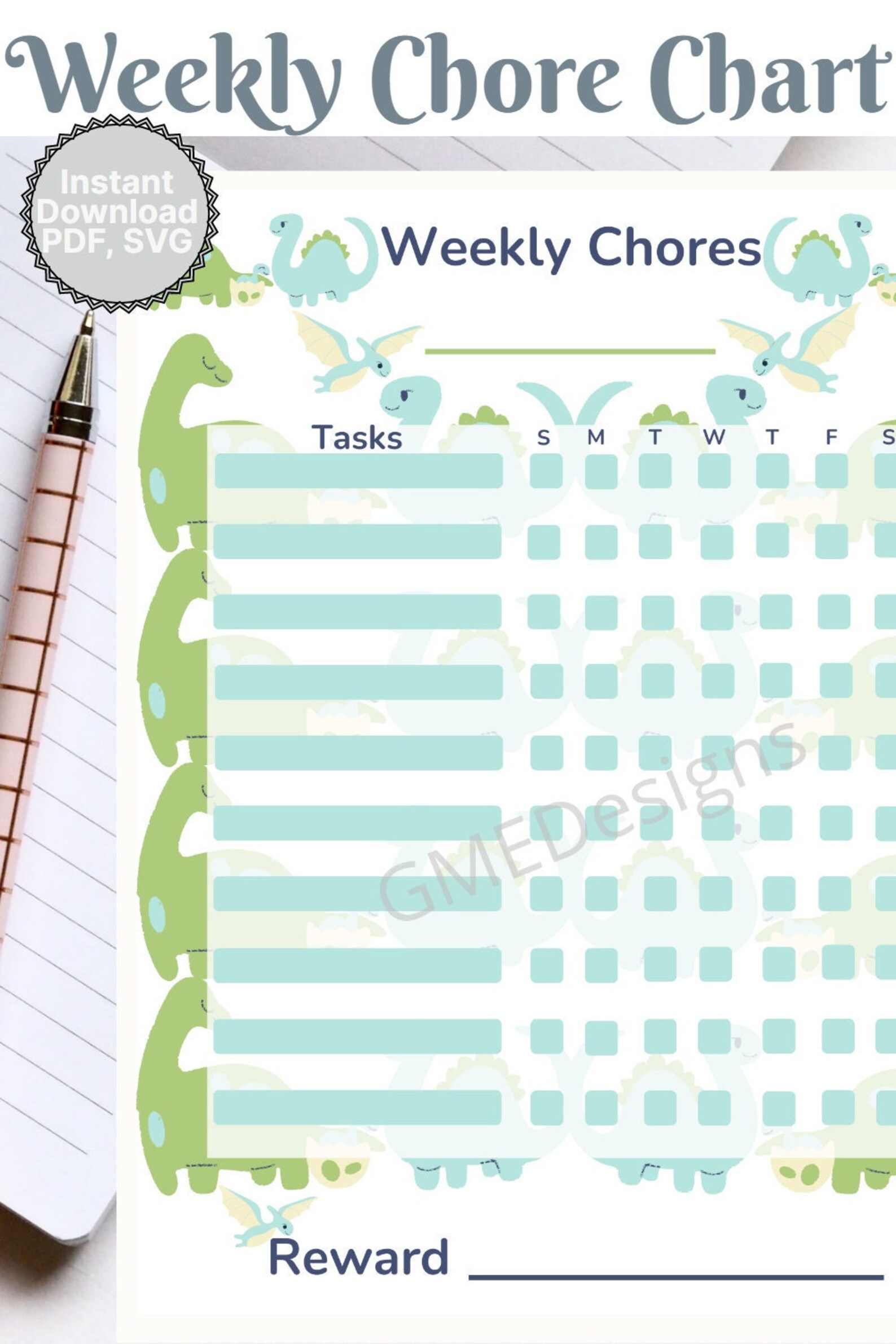 Weekly Chore Chart Weekly Chore Template Kids Chore Chart - Etsy