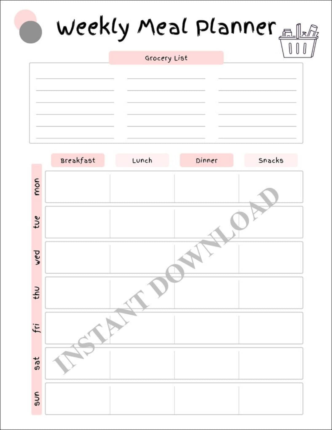 Editable Weekly Meal Planner, Meal Planner, Digital, PDF, Menu Planner ...