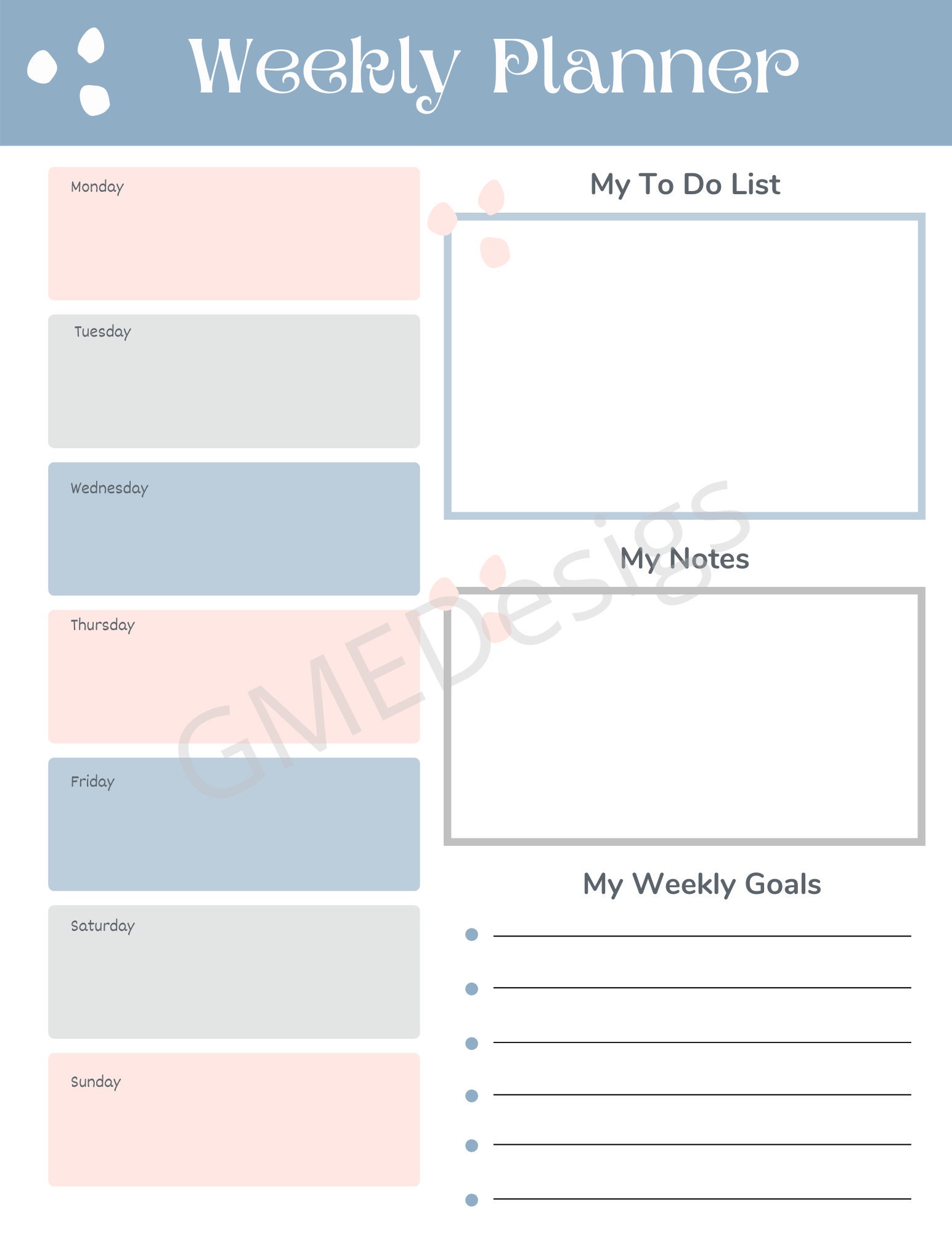 Weekly Editable Planner, Weekly Planner Template, Weekly Planner ...