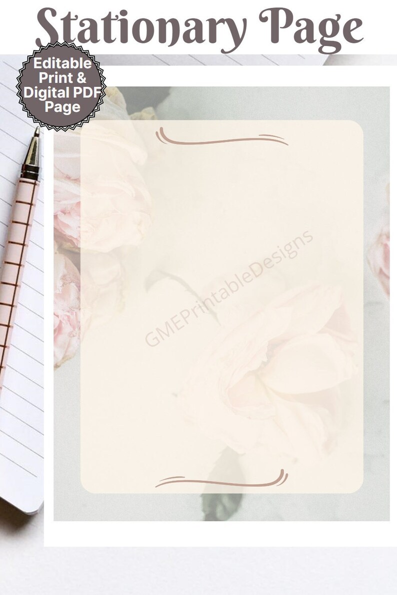 Printable Stationary Page, Editable Stationary Page, Stationary ...