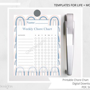 Weekly Chore Chart, Kids Chore, Rainbow Chart, Chore Chart Template ...