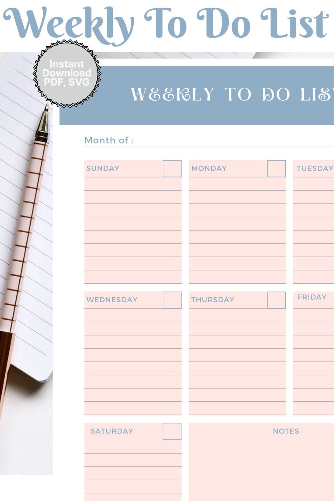 Editable Weekly to Do List, Basic to Do List, Editable, Printable to Do ...