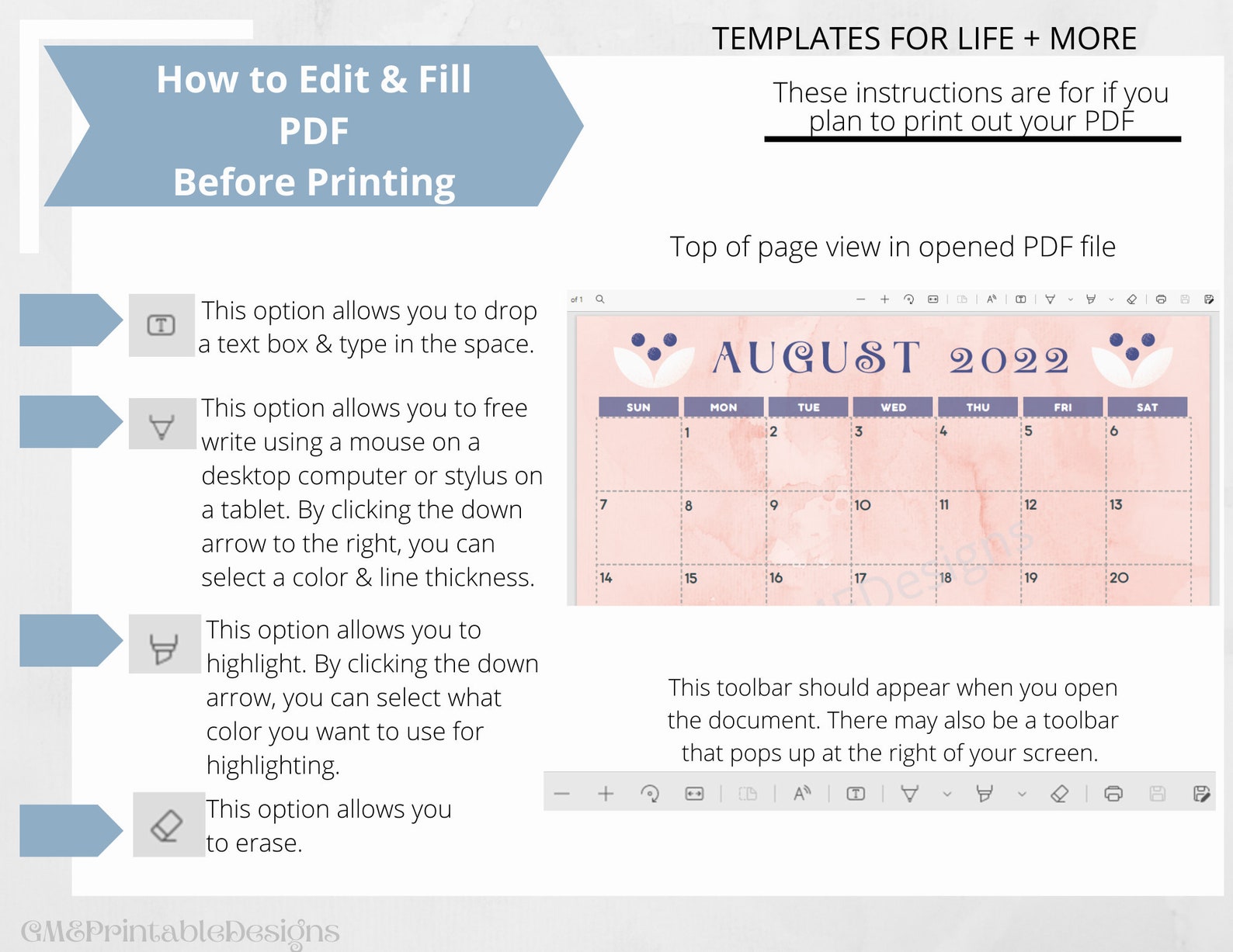 Editable Monthly Calendar Template, Printable Calendar, Digital ...