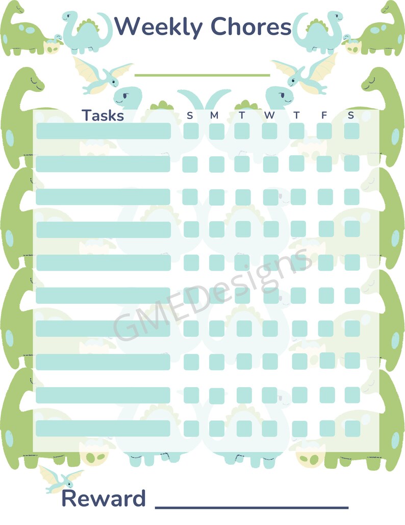 Weekly Chore Chart, Weekly Chore Template, Kids Chore Chart, Chore List ...