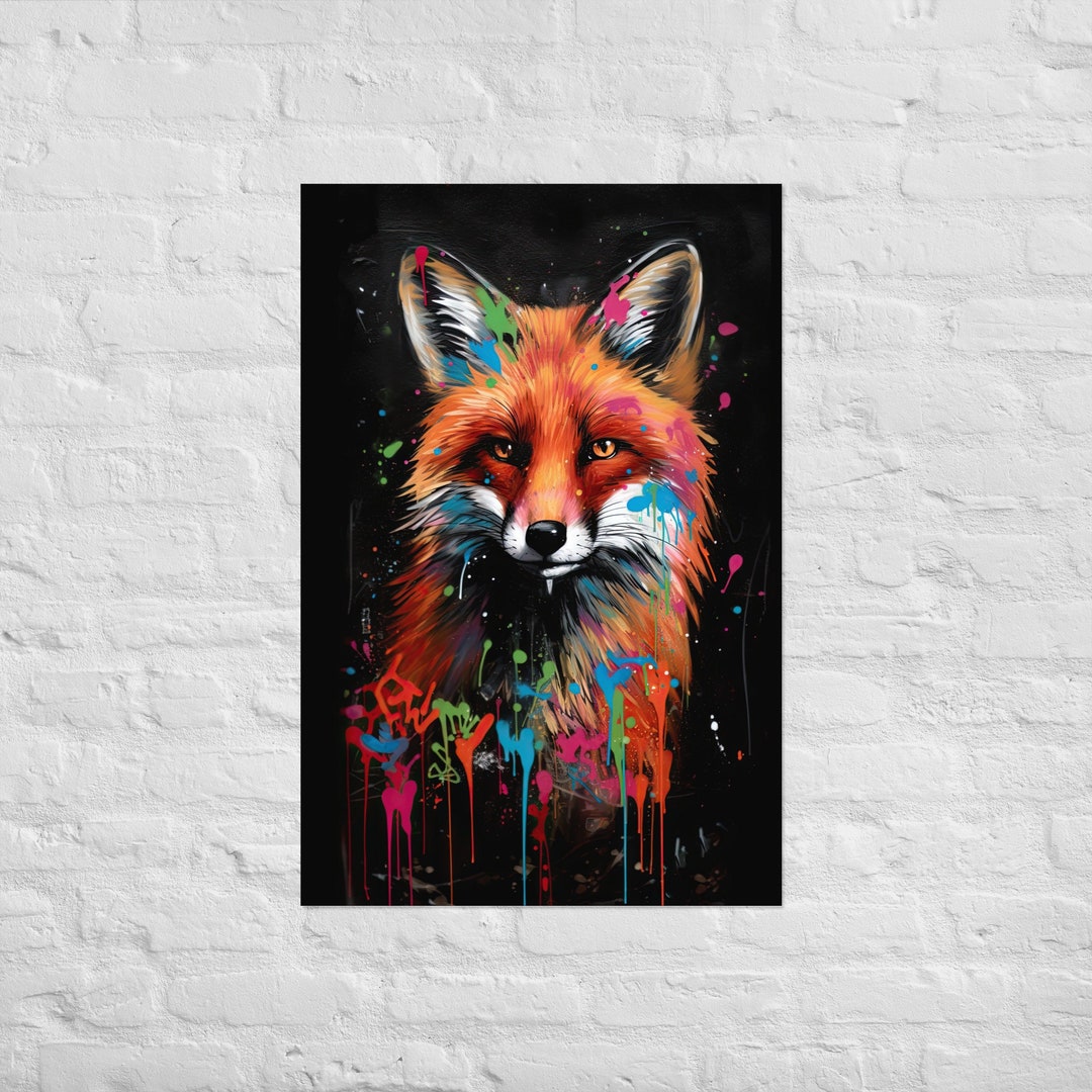 Red Fox Wall Art Fox Graffiti Poster Modern Street Art - Etsy