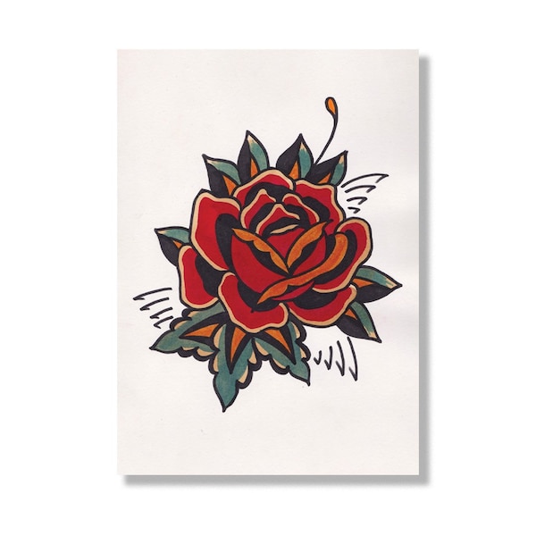 Rose Tattoo Print - Etsy UK