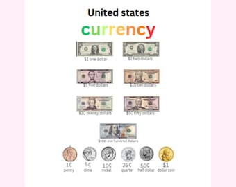 Kids US Currency Learning Pages Count and Identify US Money Paper and ...