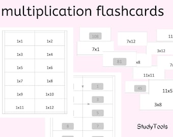 Multiplication Flashcards, 1 Through 12 Times Tables, 3rd Grade Flash ...