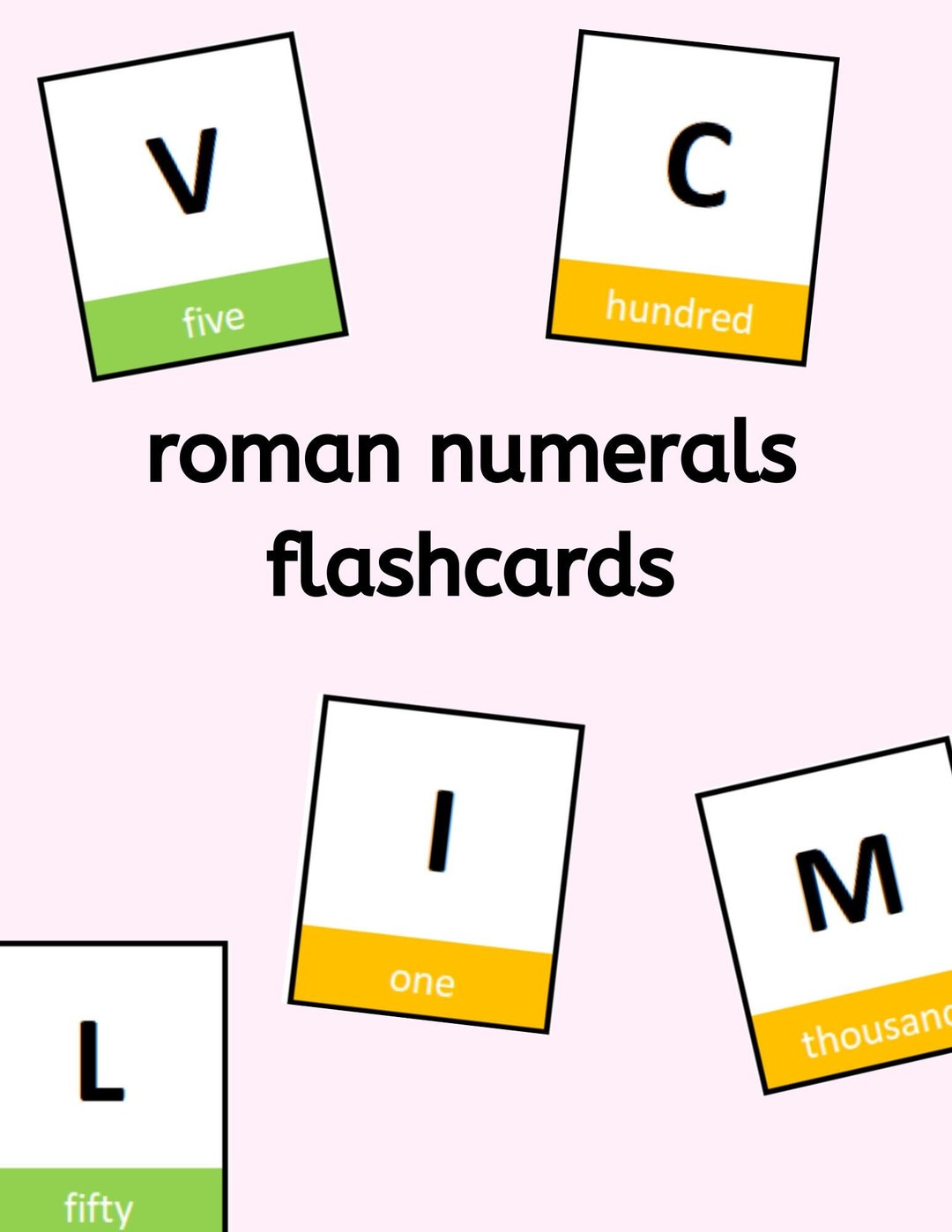 Roman Numerals Flashcards - Etsy
