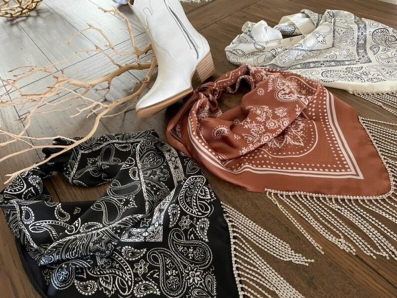 Bandana W/ Fringe Disco Cowgirl Bachelorette Concert - Etsy