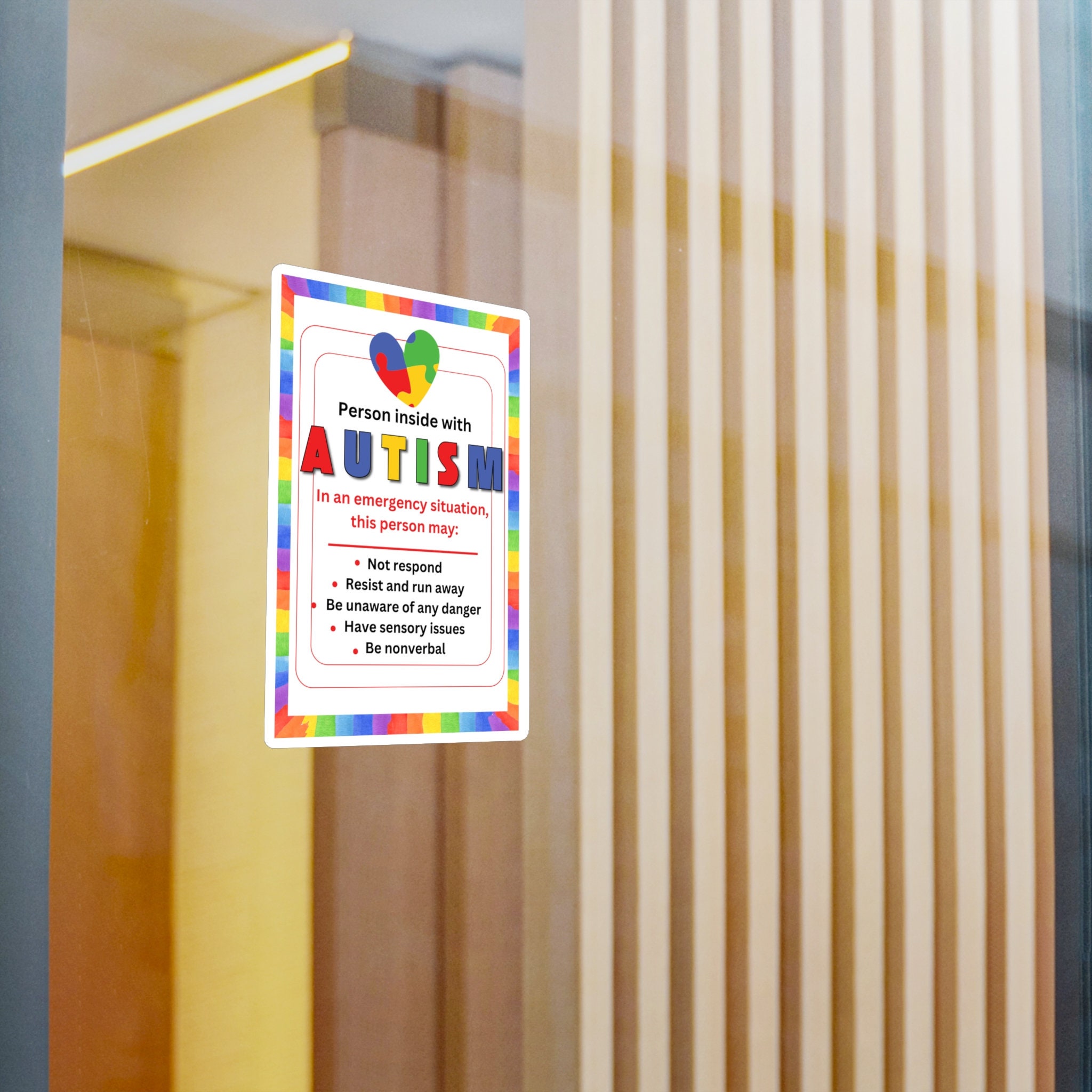 Nonverbal Autism Emergency Window Alert Decal, in Case of Emergency ...