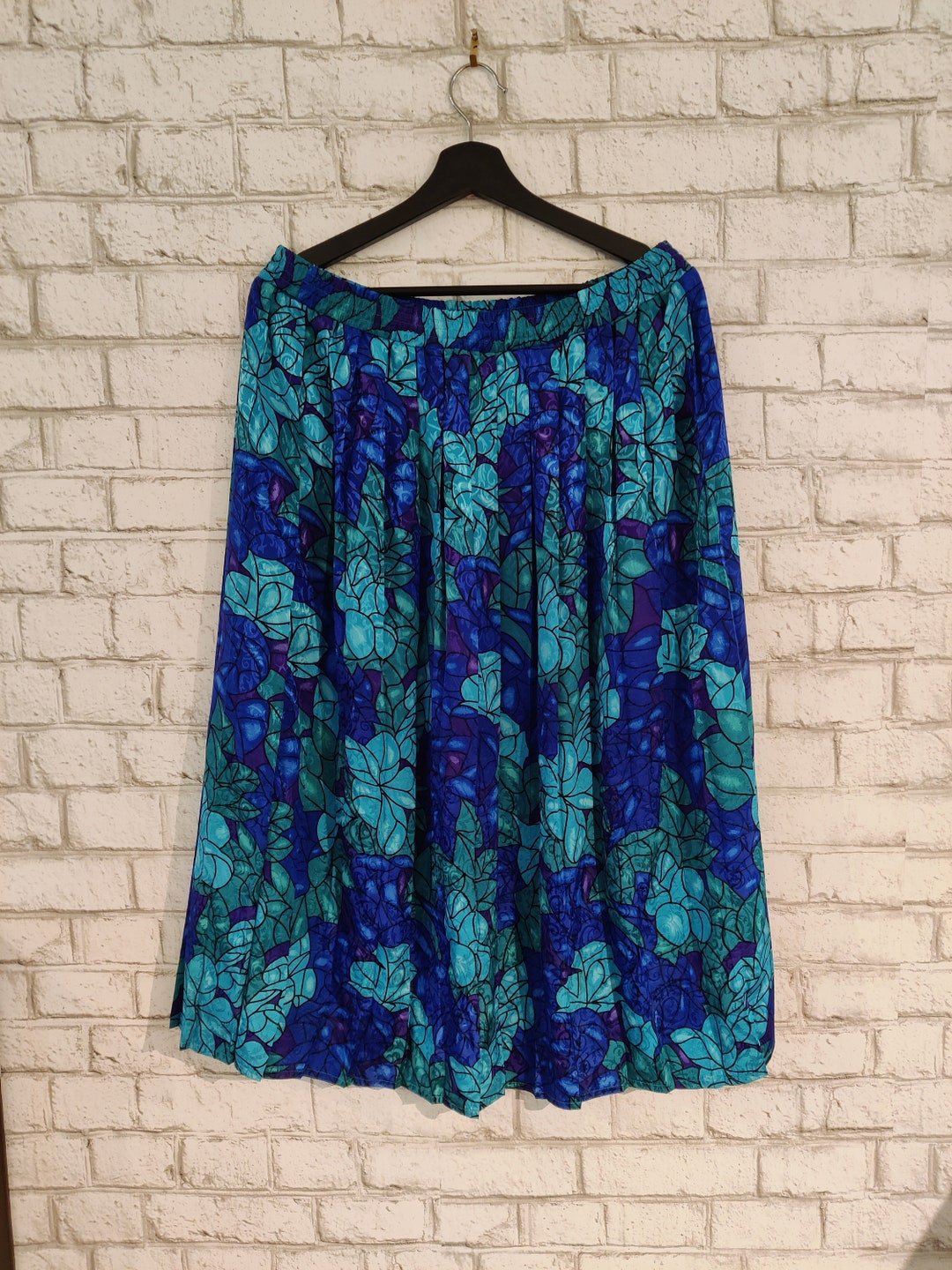 1980's Tan Jay Vintage Pleated Multicolour Floral Silky Skirt - Etsy
