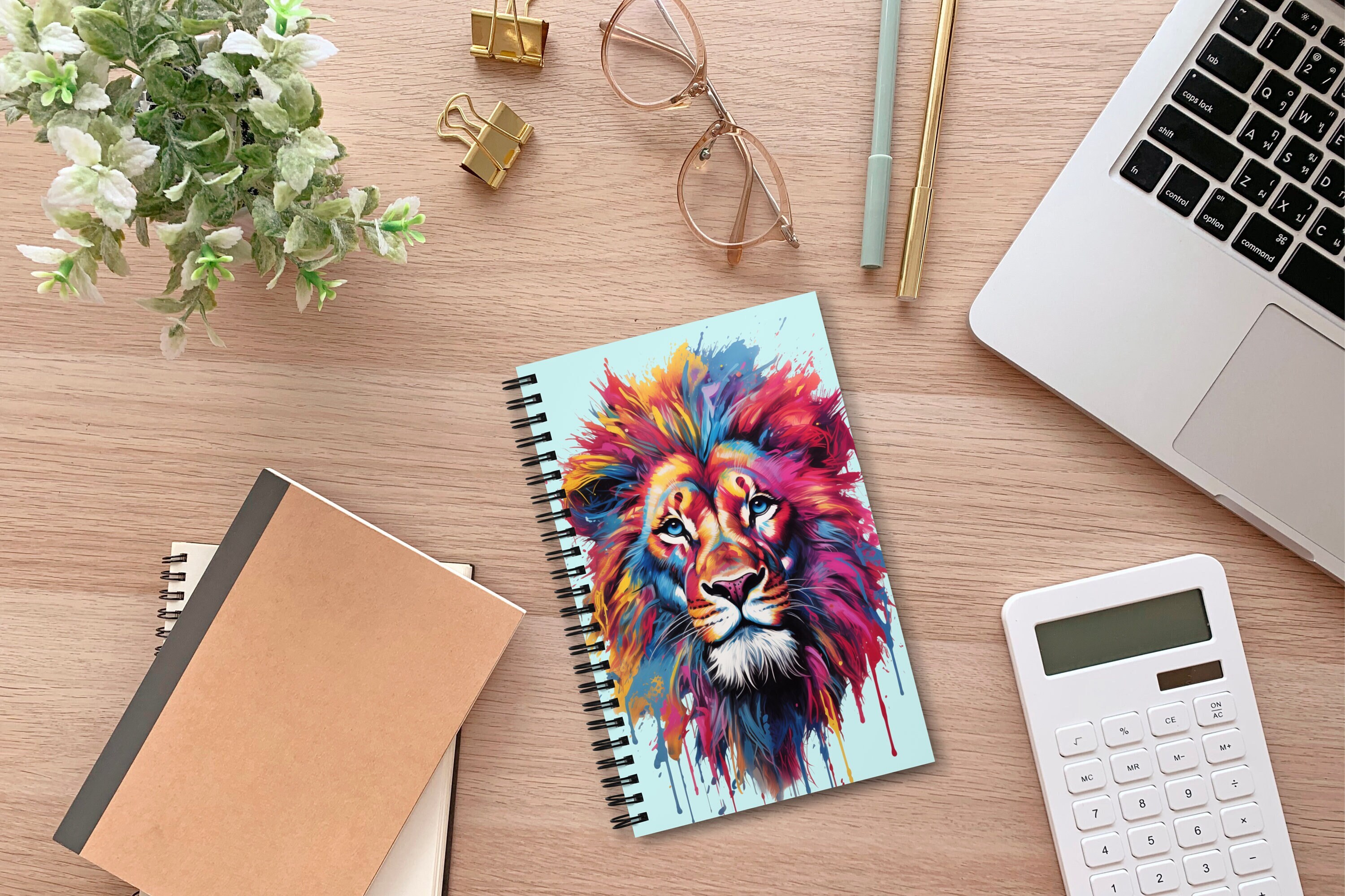 Lion Face Notebook Majestic Lion Spiral Notebook Wildlife Lion Book for ...