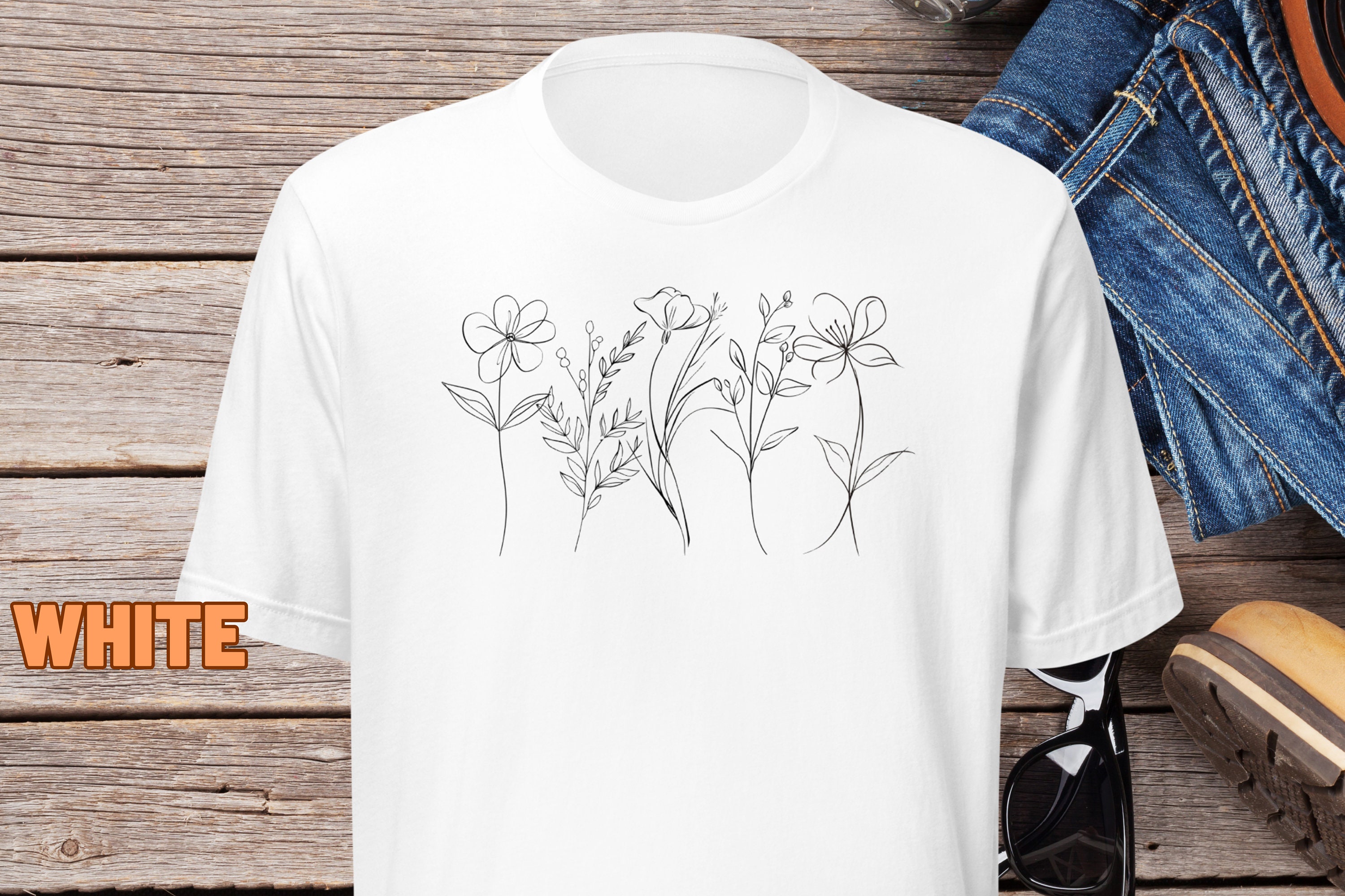 Wild Flowers Shirt Floral Design Tshirt Wildflower T-shirt Elegant ...