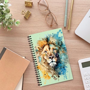 Lion Notebook Majestic Lion Face Spiral Notebook Wildlife Lion Book for ...