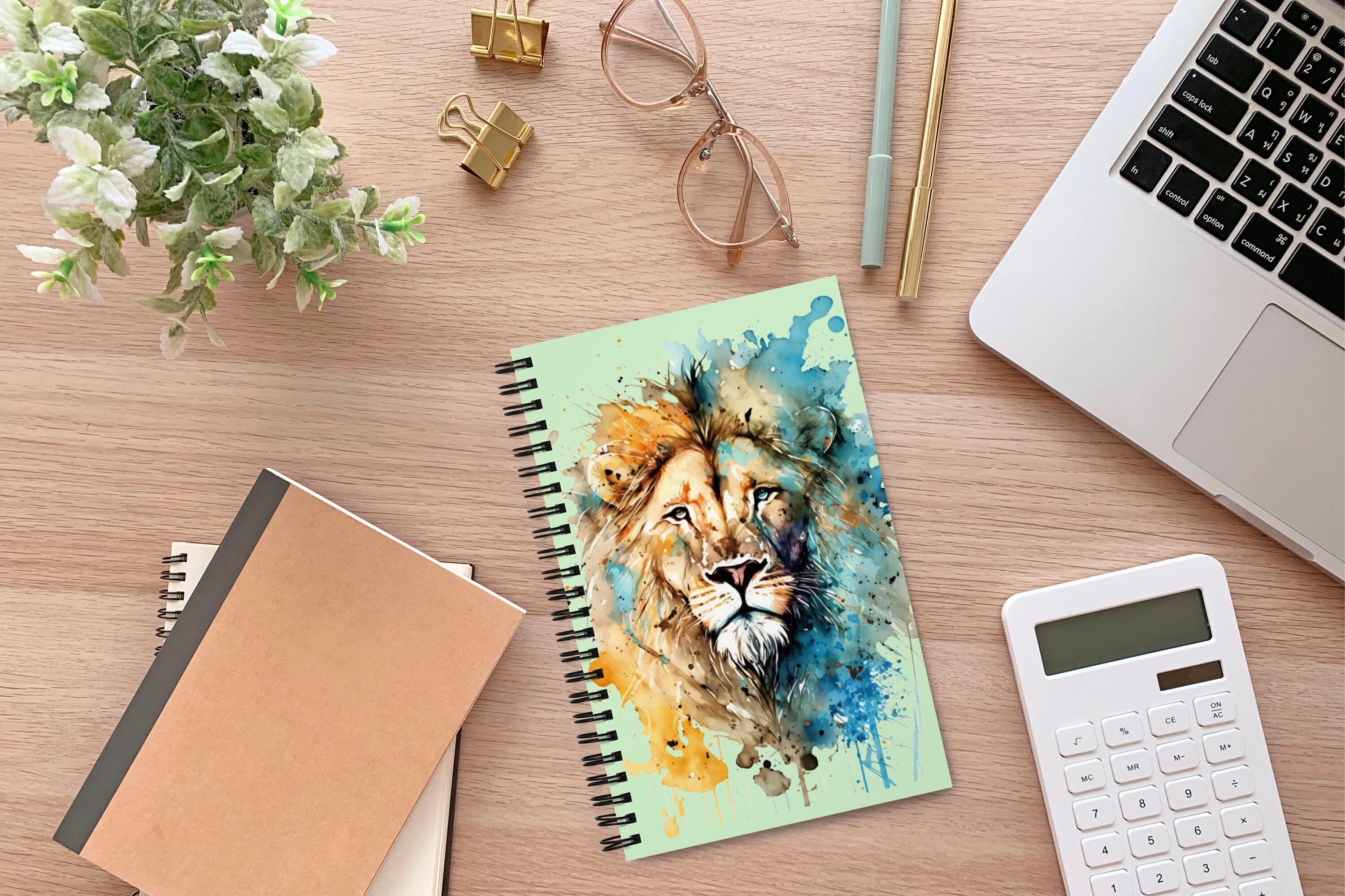 Lion Notebook Majestic Lion Face Spiral Notebook Wildlife Lion Book for ...