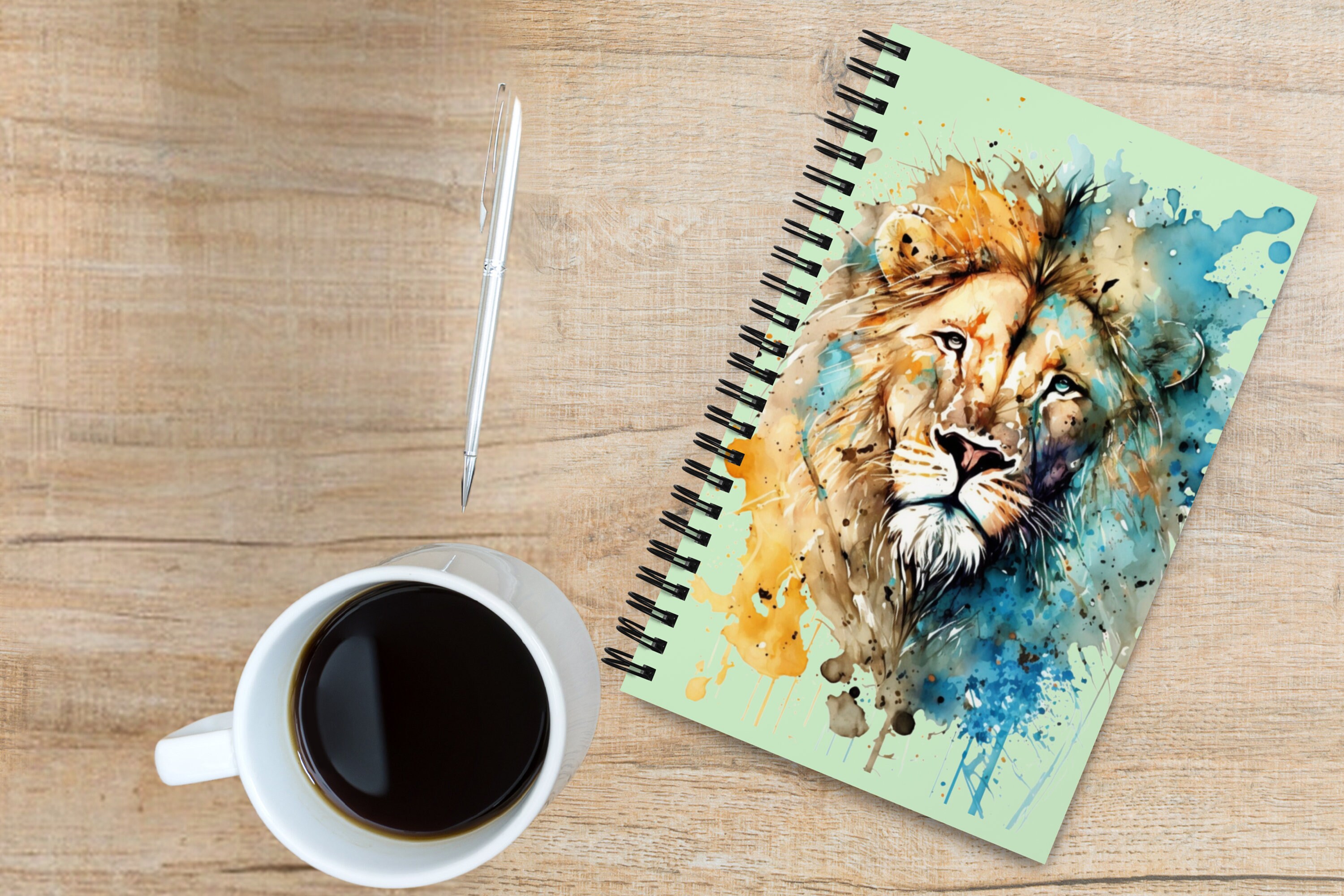 Lion Notebook Majestic Lion Face Spiral Notebook Wildlife Lion Book for ...