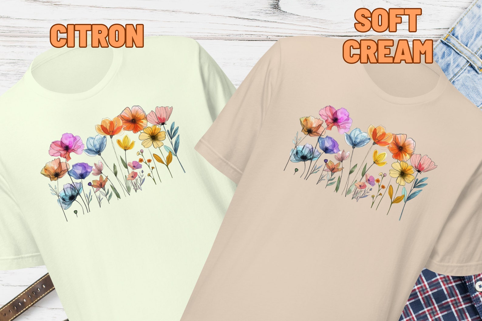 Custom Wild Flowers Shirt Floral Design Tshirt Wildflower T-shirt ...
