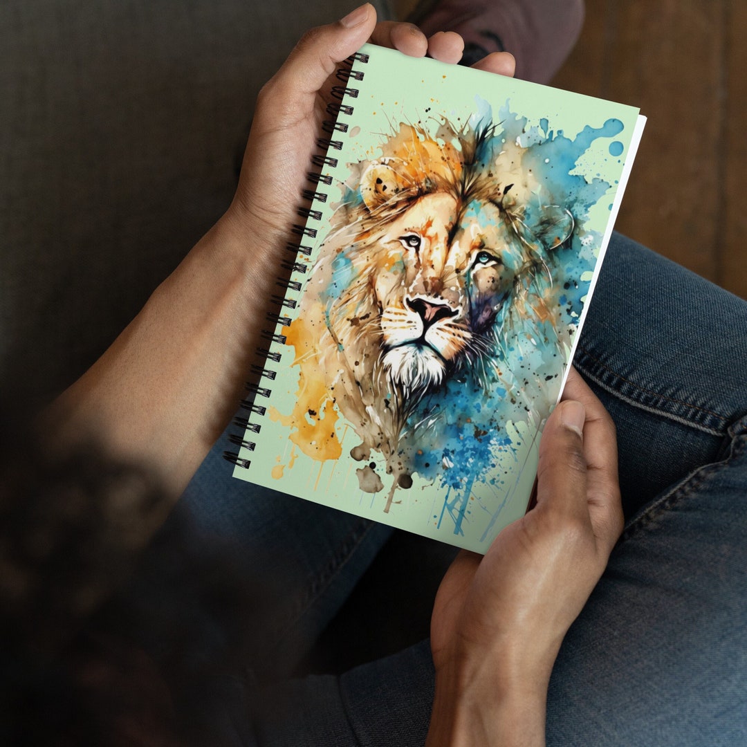 Lion Notebook Majestic Lion Face Spiral Notebook Wildlife Lion Book for ...