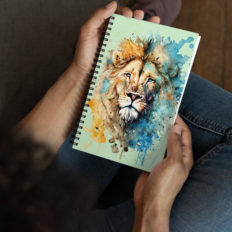 Lion Notebook Majestic Lion Face Spiral Notebook Wildlife Lion Book for ...