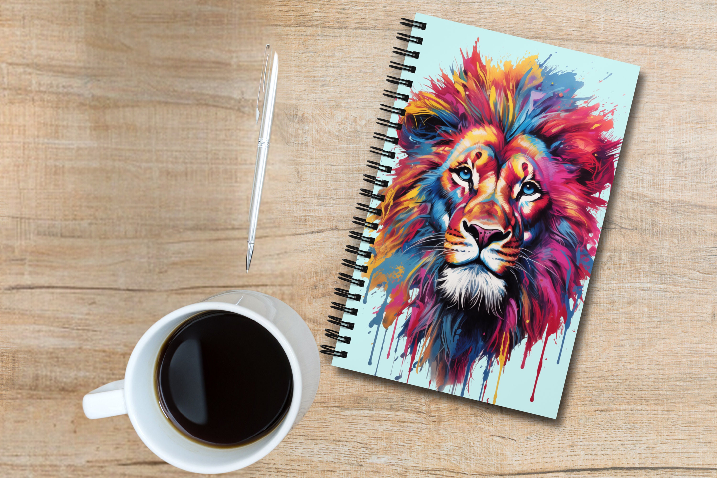 Lion Face Notebook Majestic Lion Spiral Notebook Wildlife Lion Book for ...