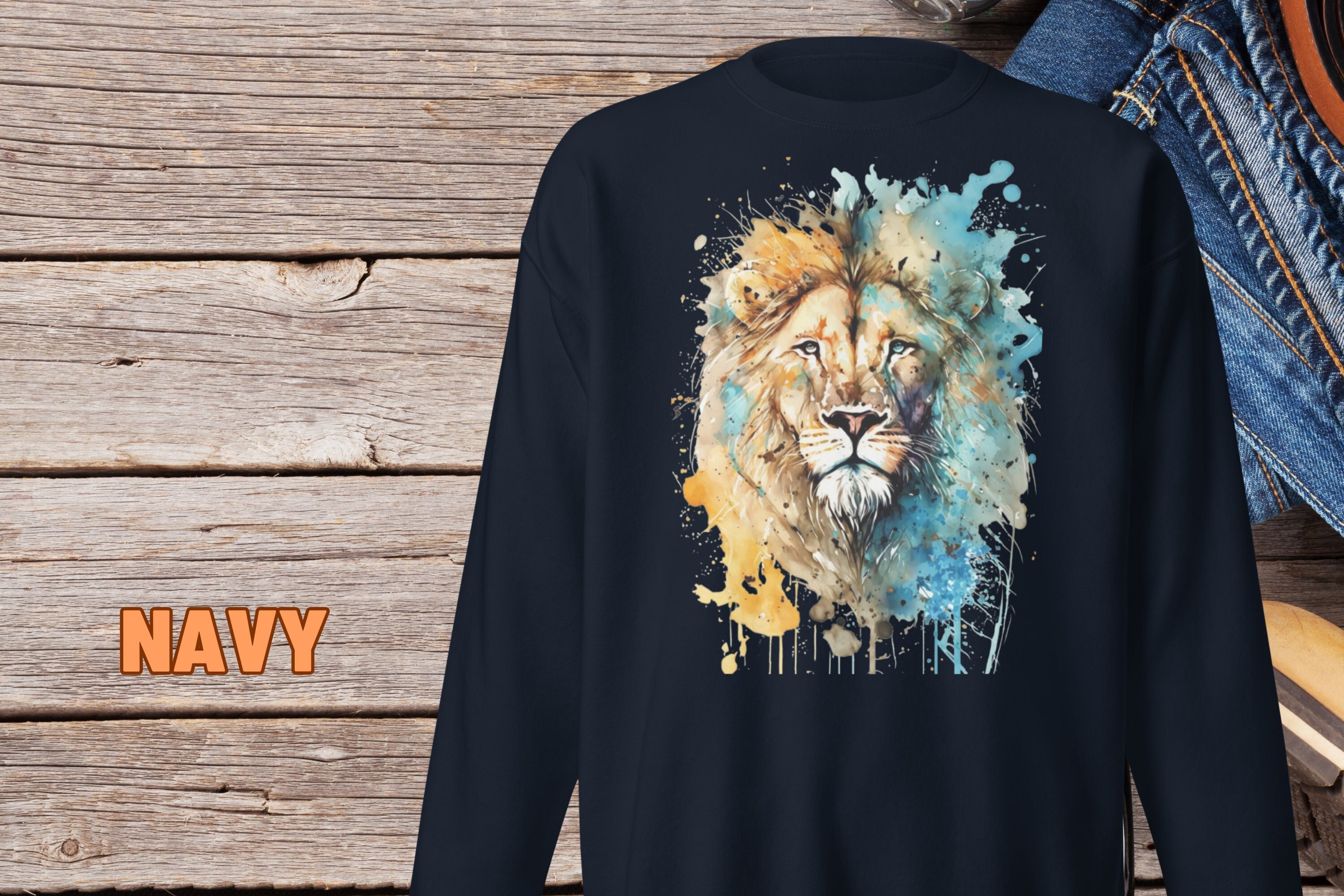 Lion Sweatshirt Majestic Lion Face Shirt Wild Life Lion Sweat for ...