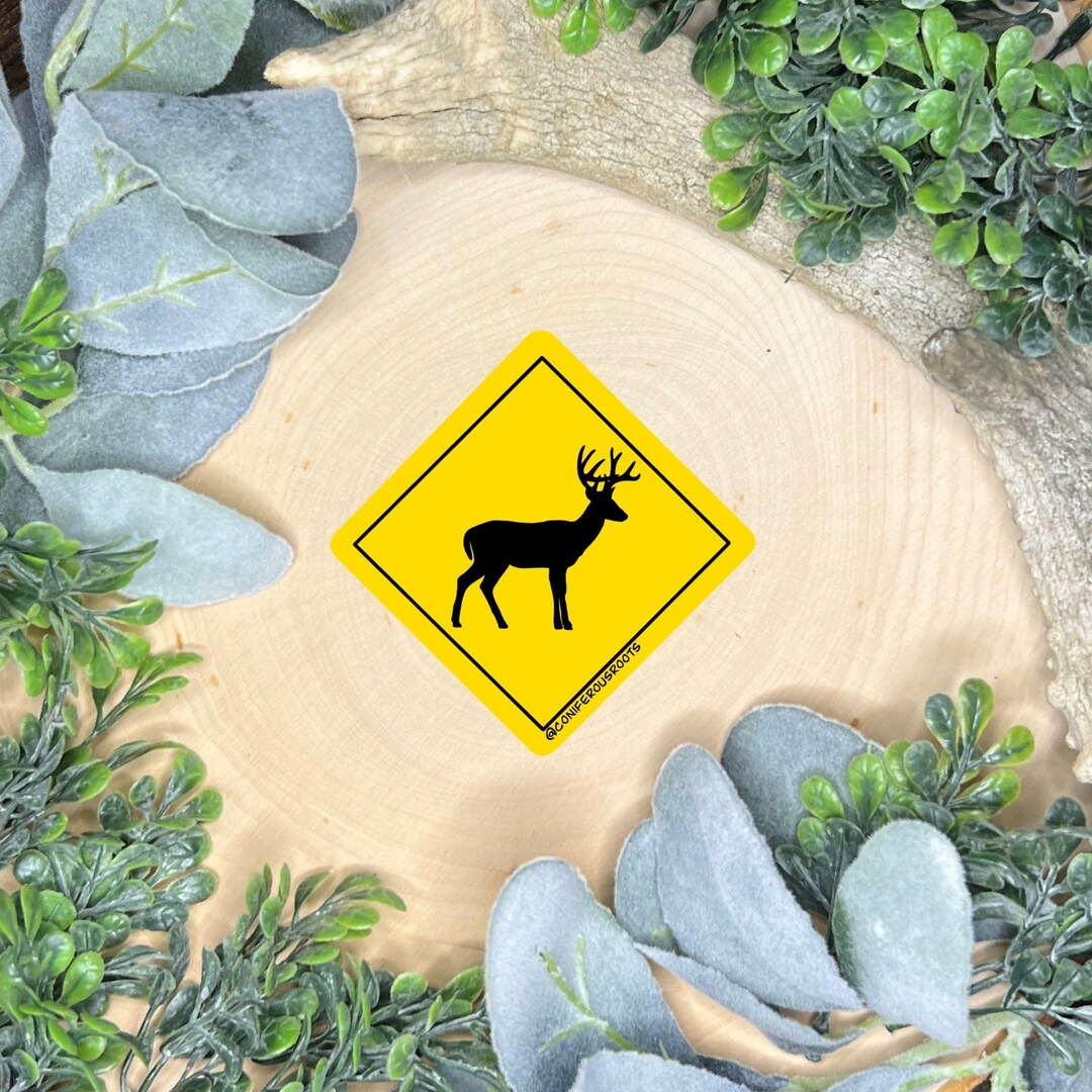 Blacktail Deer Crossing Sign Matte Sticker Hunting Sticker, Blacktail ...