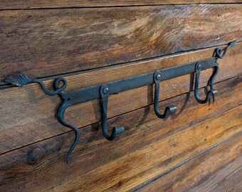 Hand Forged Rack, Blacksmith Made, Coat Hat Towel Rack - Etsy