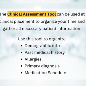 Morning Clinical Assessment Tool | PRINTABLE PDF | for Nursing School ...