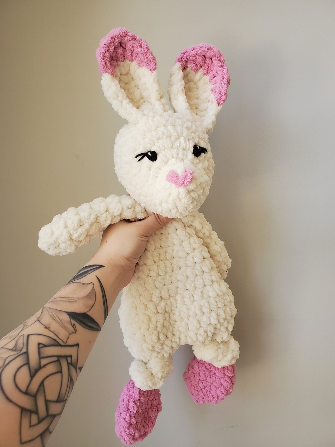 Bunny Snuggler Crochet Rye Rabbit Lovey Handmade Baby Lovey Knotted ...