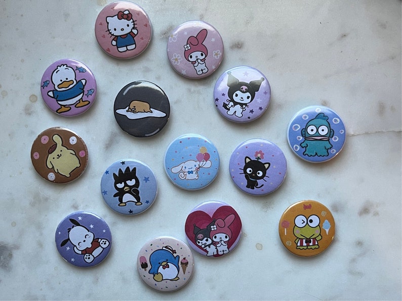 NEW Sanrio Button Pins - Etsy