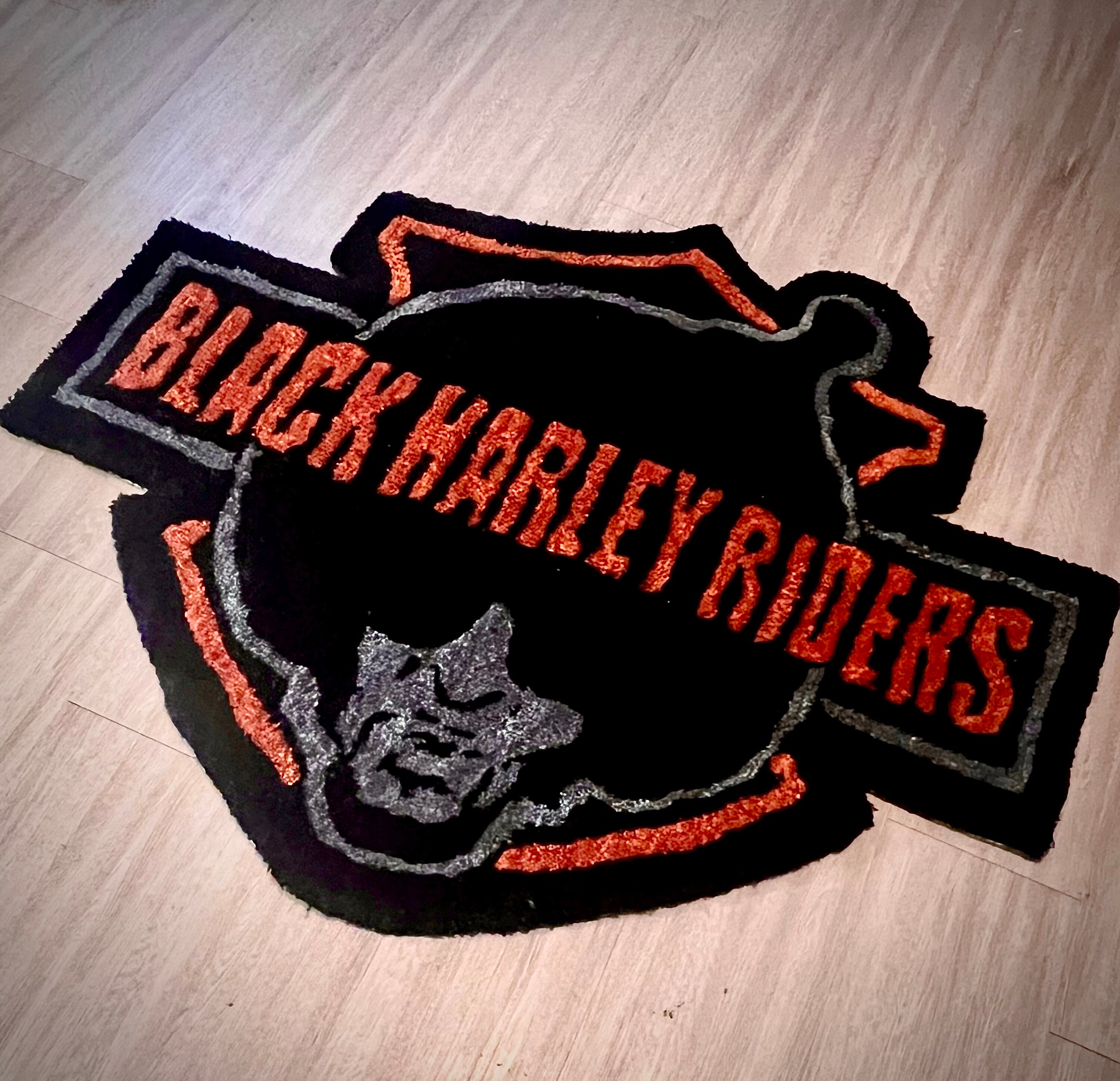 Custom Black Harley Riders Rug - Etsy