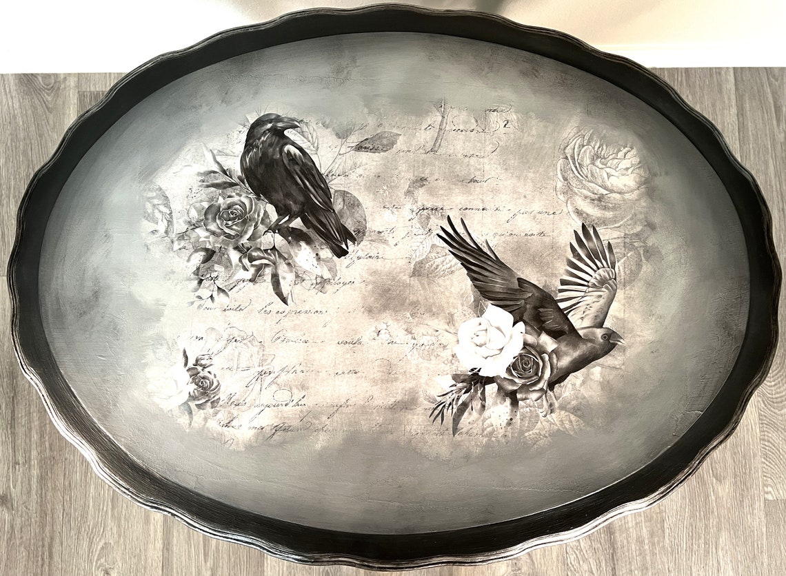 Gothic Raven Duo on Antique Side Table - Etsy