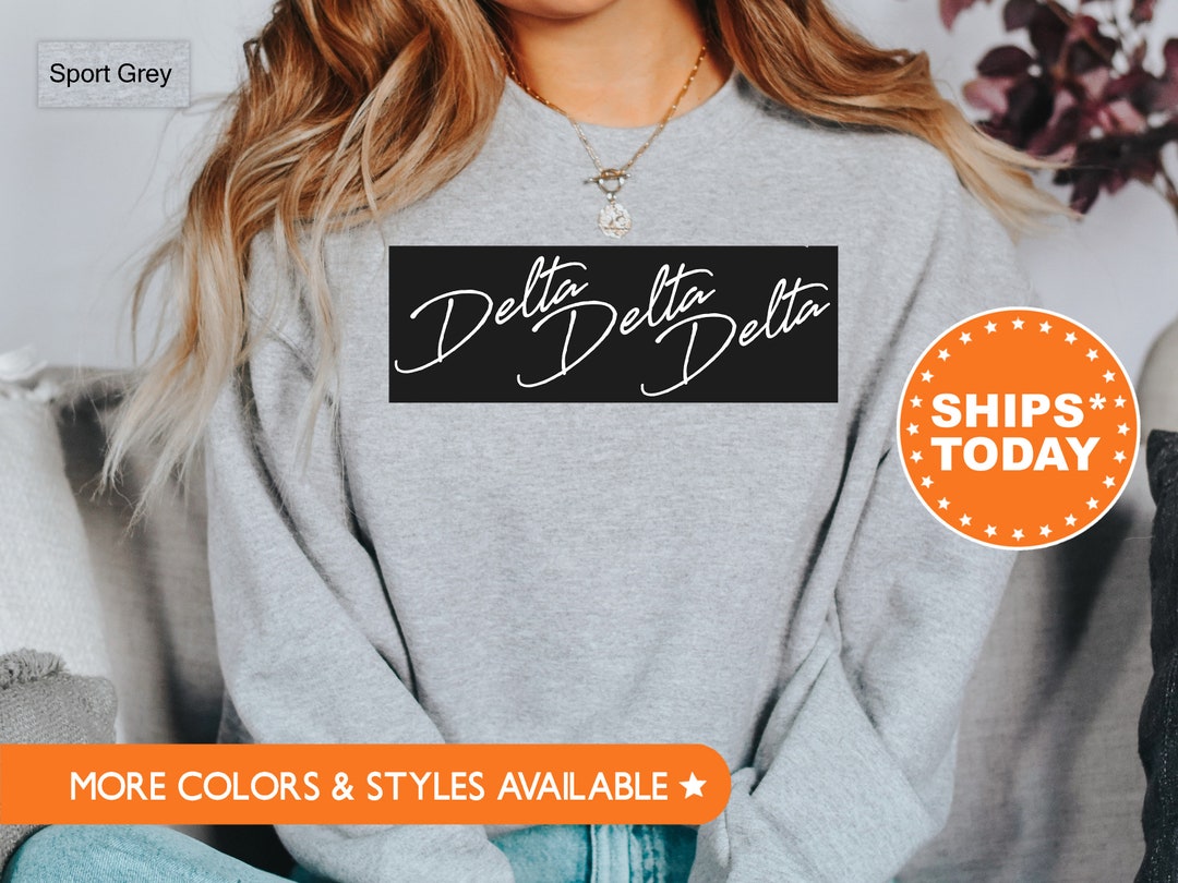 Delta Delta Delta Cursive Box Sorority Sweatshirt Tri Delta - Etsy