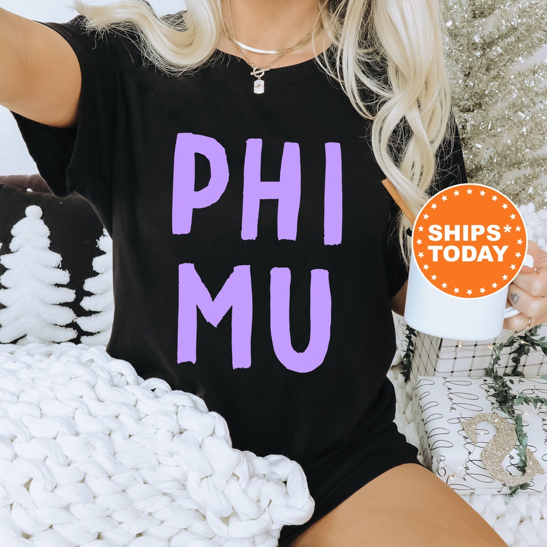 Phi Mu Purple Bubble Letters Sorority T-shirt Phi Mu - Etsy