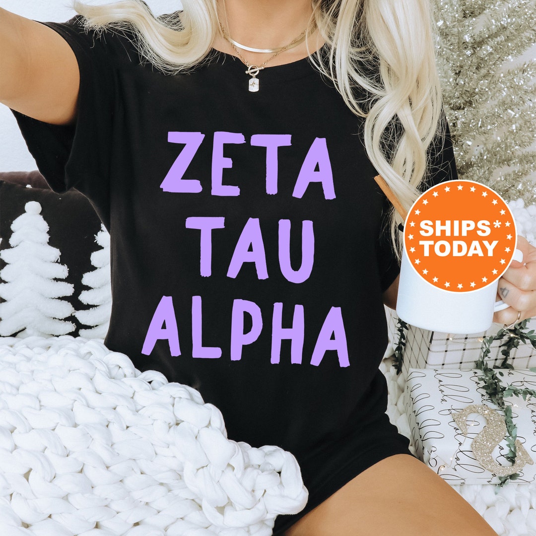 Zeta Tau Alpha Purple Bubble Letters Sorority T-shirt ZETA - Etsy
