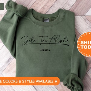 Zeta Tau Alpha Alumna Cursive Sorority Sweatshirt ZETA - Etsy